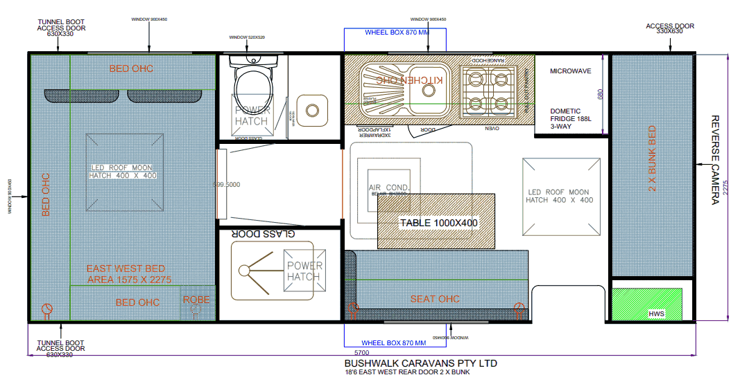 18.6 Bunk Van - Bushwalk Caravans